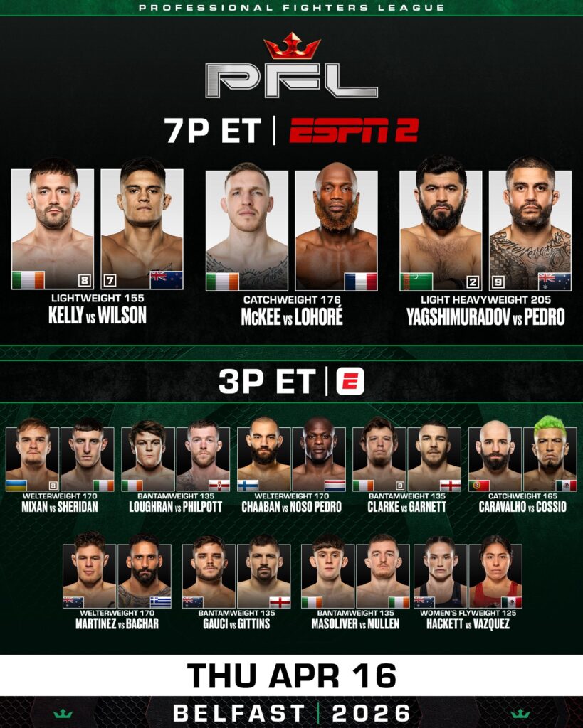 PFL Belfast : Kelly contre Wilson – Résultats complets et faits ...